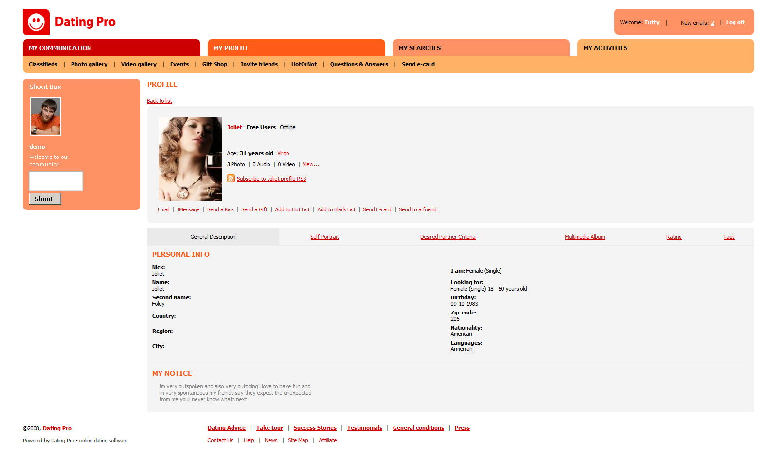 Evolution of Dating Pro Profile Page Design - PG Dating Pro