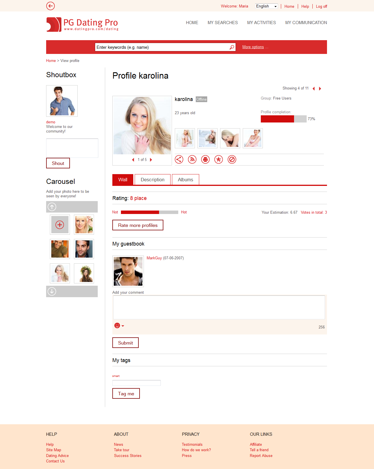 Evolution of Dating Pro Profile Page Design - PG Dating Pro